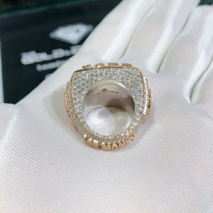 Round Cut Moissanite Engagement Ring, Men's Iced Out Championship Ring ...