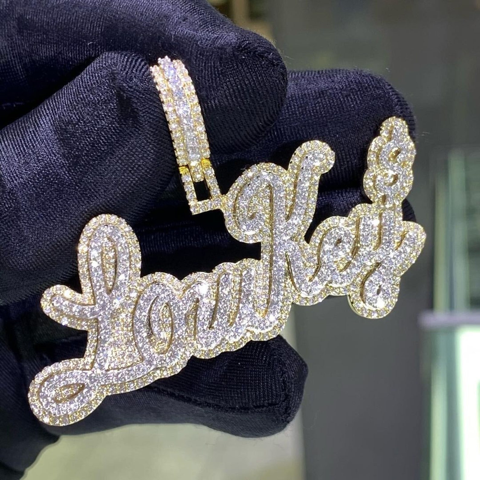 Iced Out Moissanite Pendant, Men's Custom Letter Charm, VVS Moissanite ...