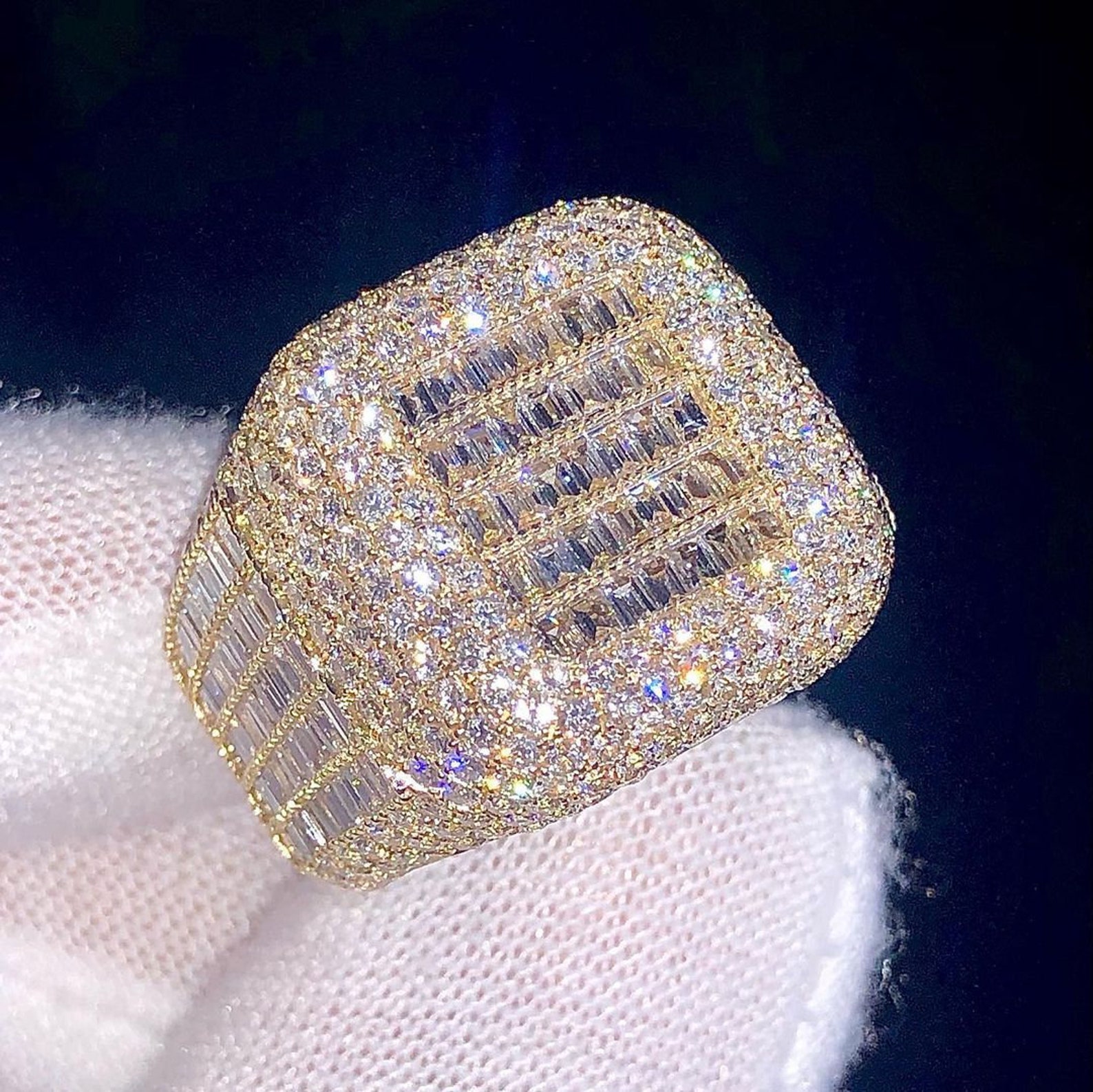 7.67 Ct VVS Lab Grown Diamond Champion Ring, Iced Out 14k Gold ...