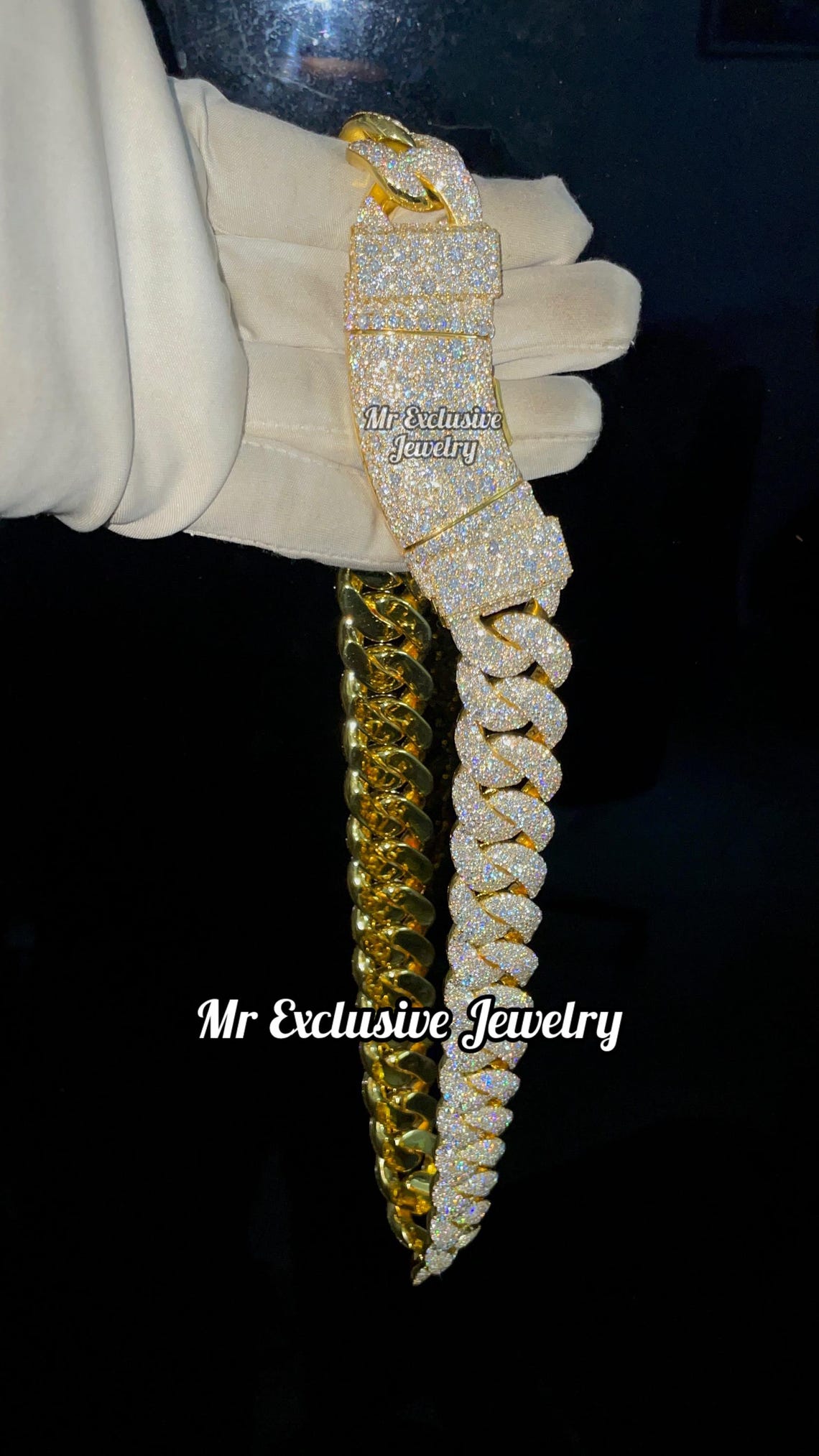 22mm Ice Out VVS1 Moissanite Diamond Cuban Link Chain Men's Bustdown ...