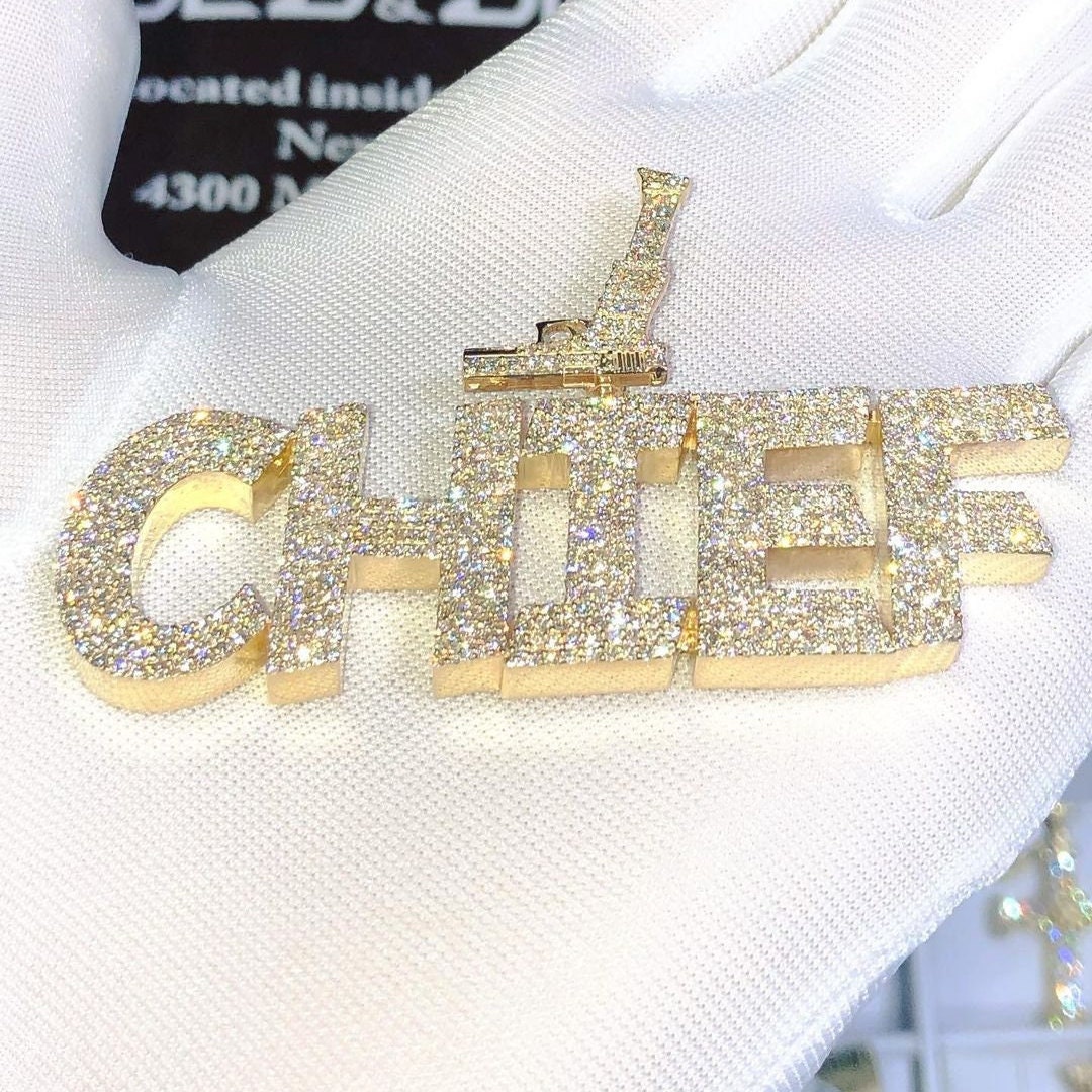 Custom Letter Pendant VVS Moissanite Diamond, Hip Hop Style Necklace ...