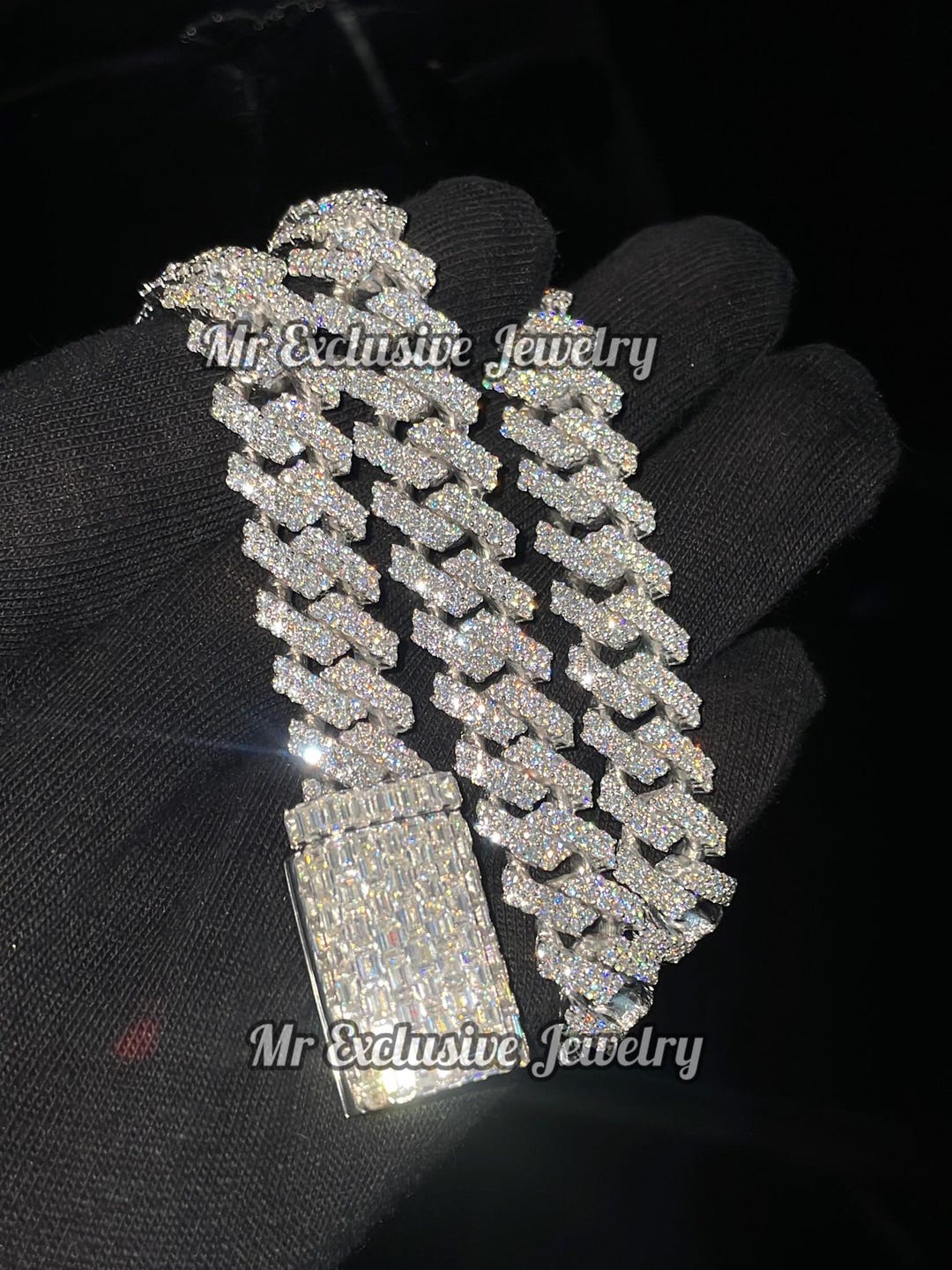 12mm Real VVS1 Moissanite Diamond Cuban Link Chain Hip Hop Chain, VVS ...