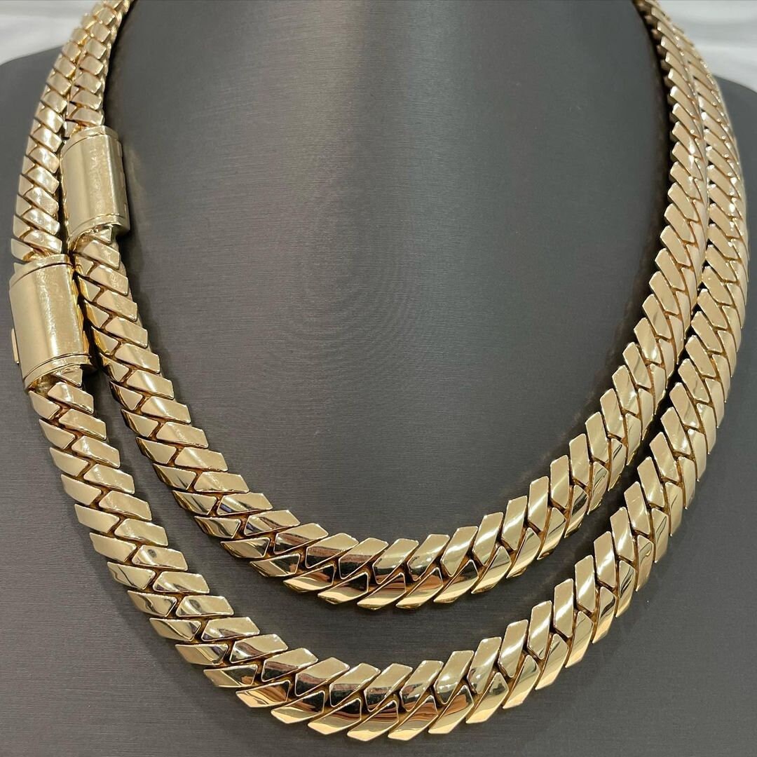 Premium 12mm Solid Silver Cuban Chain Necklace , Sterling Silver Men's ...