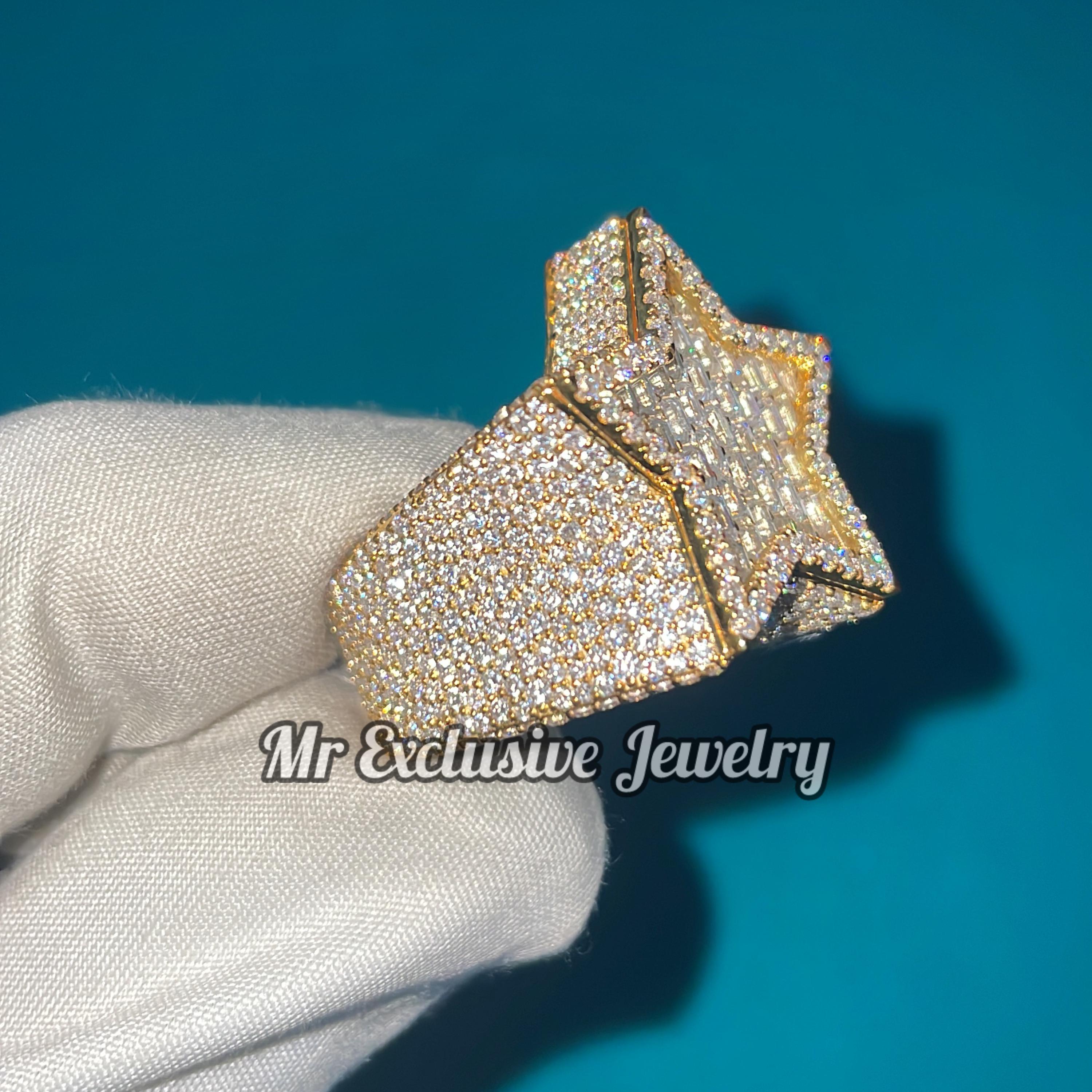14K Gold Custom Star Champion Ring, Customized Iced Out Baguette ...