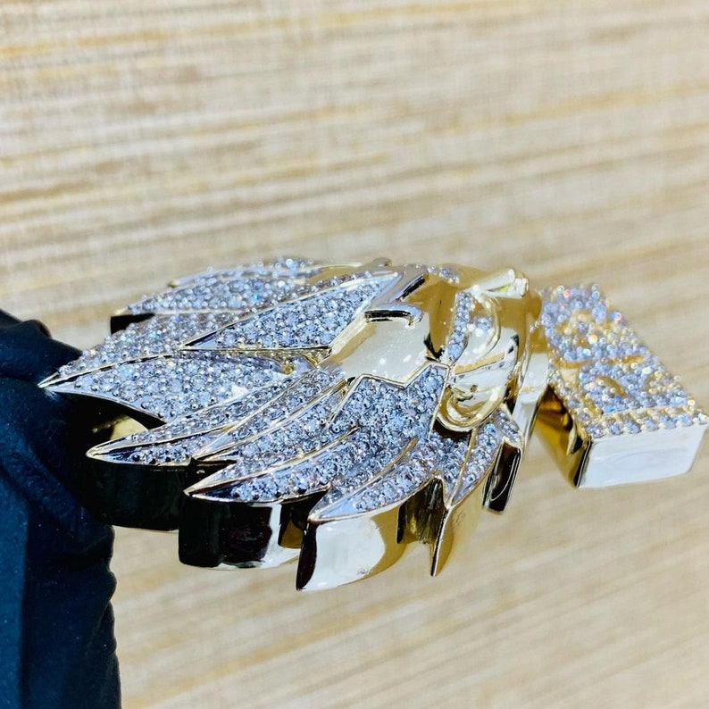 Men's Iced Out 3D Goku Face Cartoon Pendant 925 Silver VVS Moissanite ...