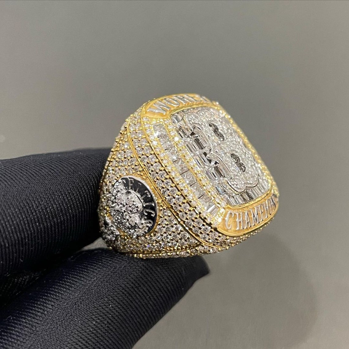Iced Out Rings for Men, VVS Clarity Real Moissanite Championship Rings ...