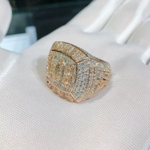 Round Cut Moissanite Engagement Ring, Men's Iced Out Championship Ring ...