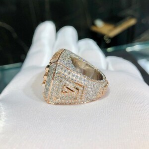 Round Cut Moissanite Engagement Ring, Men's Iced Out Championship Ring ...