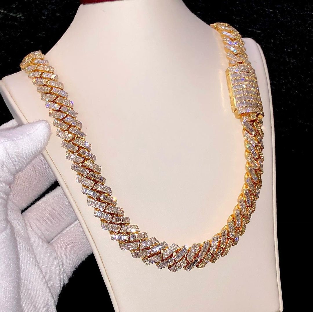14mm Real VVS1 Moissanite Diamond Cuban Link Chain Hip Hop Chain, VVS ...