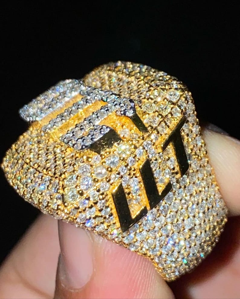 Men's Iced Out Champion Ring, Real VVS Diamond Hip Hop Ring, Custom ...