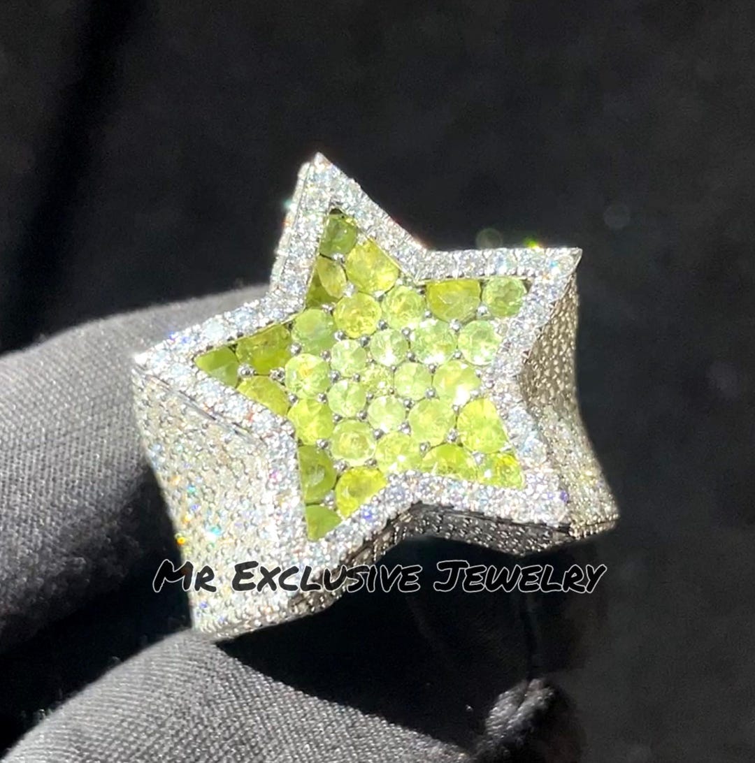 Men’s Iced Out Star Champion Ring 925 Silver, Hip Hop Ring VVS ...