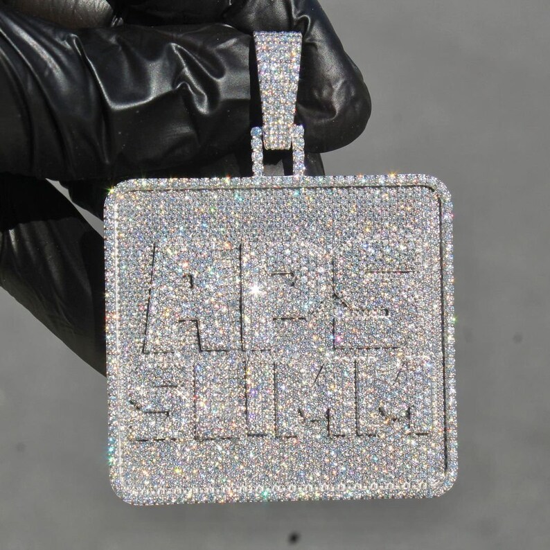 Custom Moissanite VVS Pendant Any Types Logo Letter Silver VVS ...