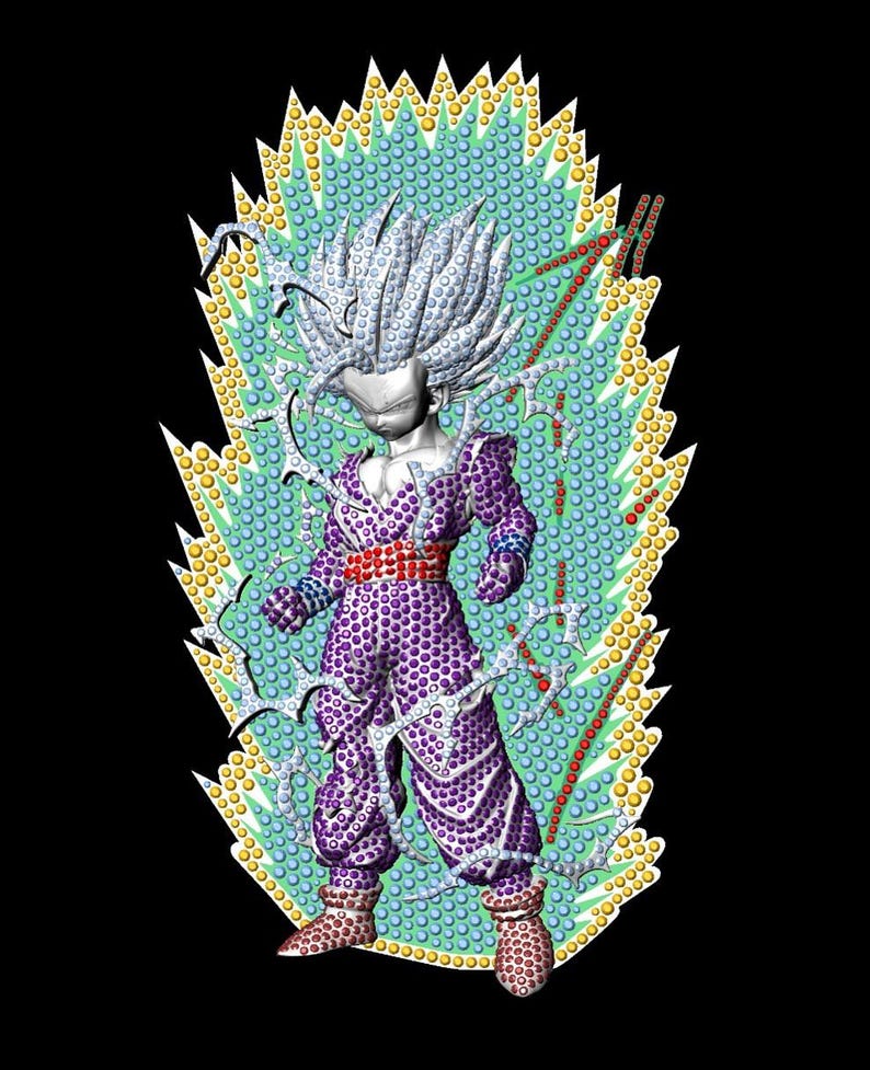 3D Goku Cartoon Diamond Hip Hop Pendant 925 Silver CZ Color Stone 3D ...