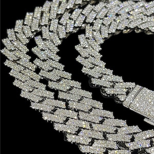 10mm Iced Out VVS Moissanite Diamond Cuban Link Chain 925 Silver Custom ...