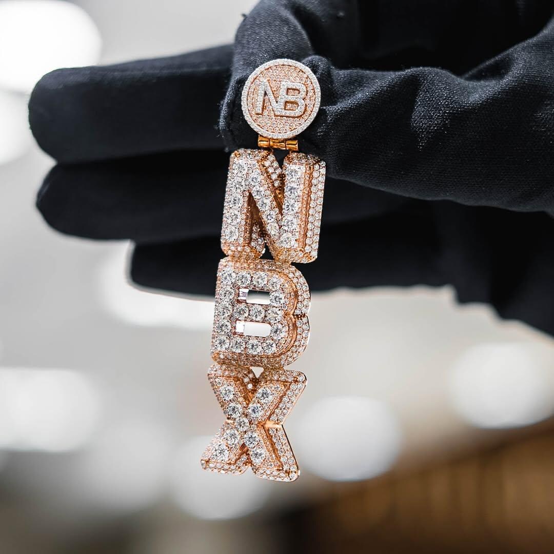 16.56ct VVS Moissanite Diamond Vertical Letter Pendant Rapper Men ...