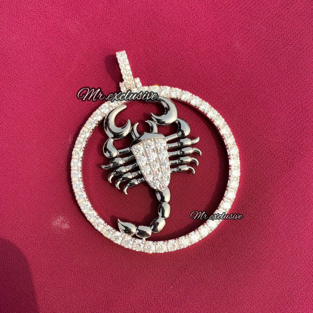 Custom Special Hip Hop Scorpion Pendant, Real 14K White Gold Iced Out ...