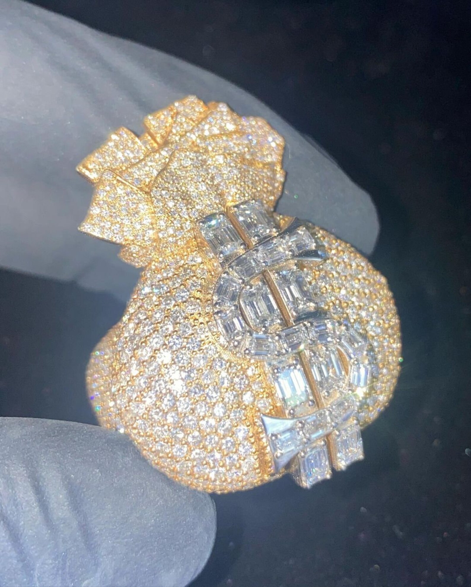 Mens Hip Hop Iced Out Championship Ring, Custom Handmade Money Bag ...