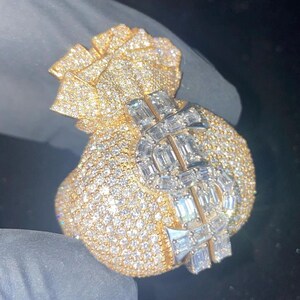 Mens Hip Hop Iced Out Championship Ring, Custom Handmade Money Bag ...