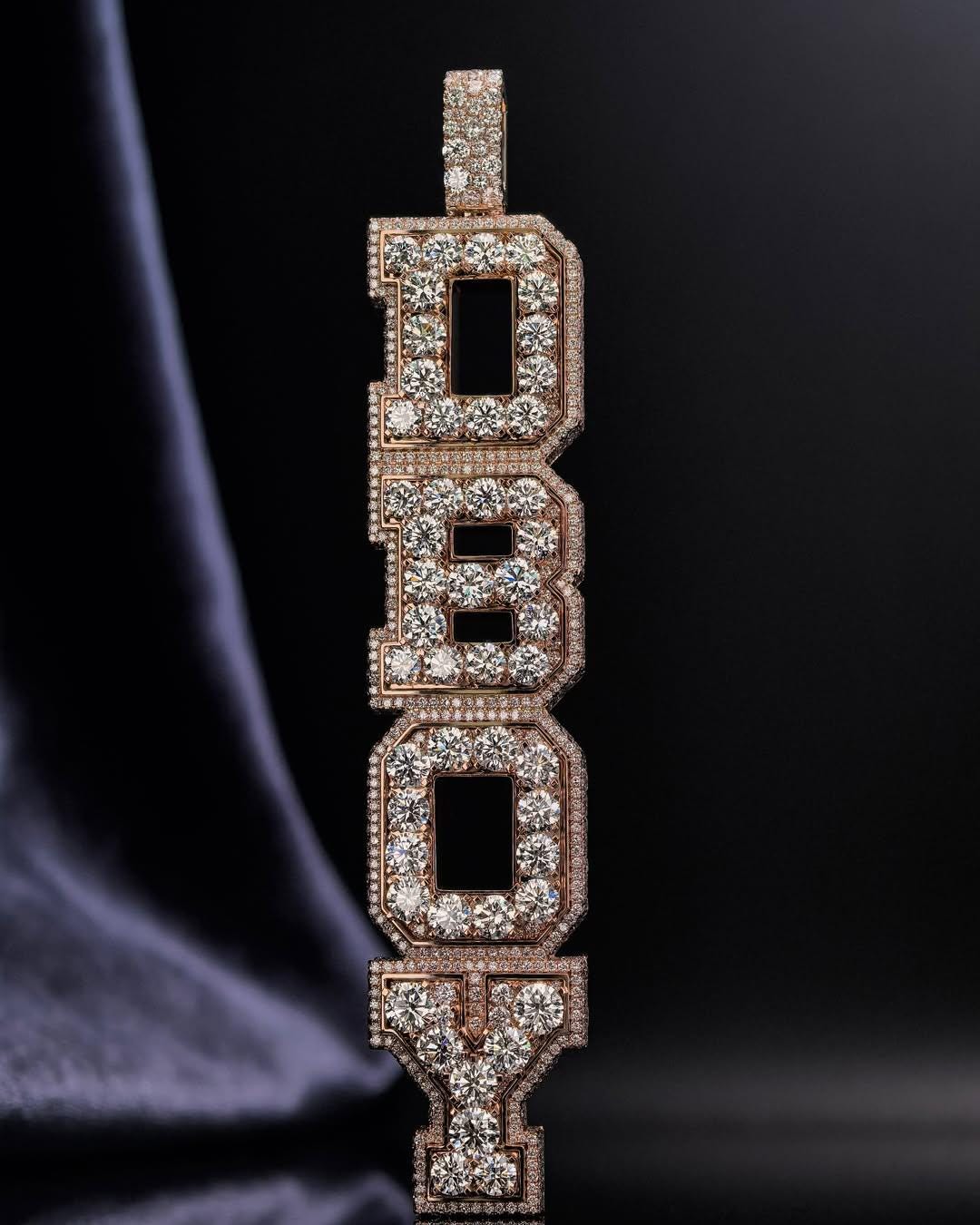 Custom Made Iced Out Vertical Letter Pendant, Rapper's Hip Hop Jewelry ...