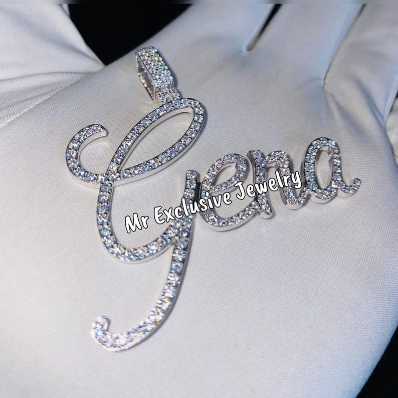 Women's Fully Iced Out Custom Letter Pendant, Moissanite VVS Name ...