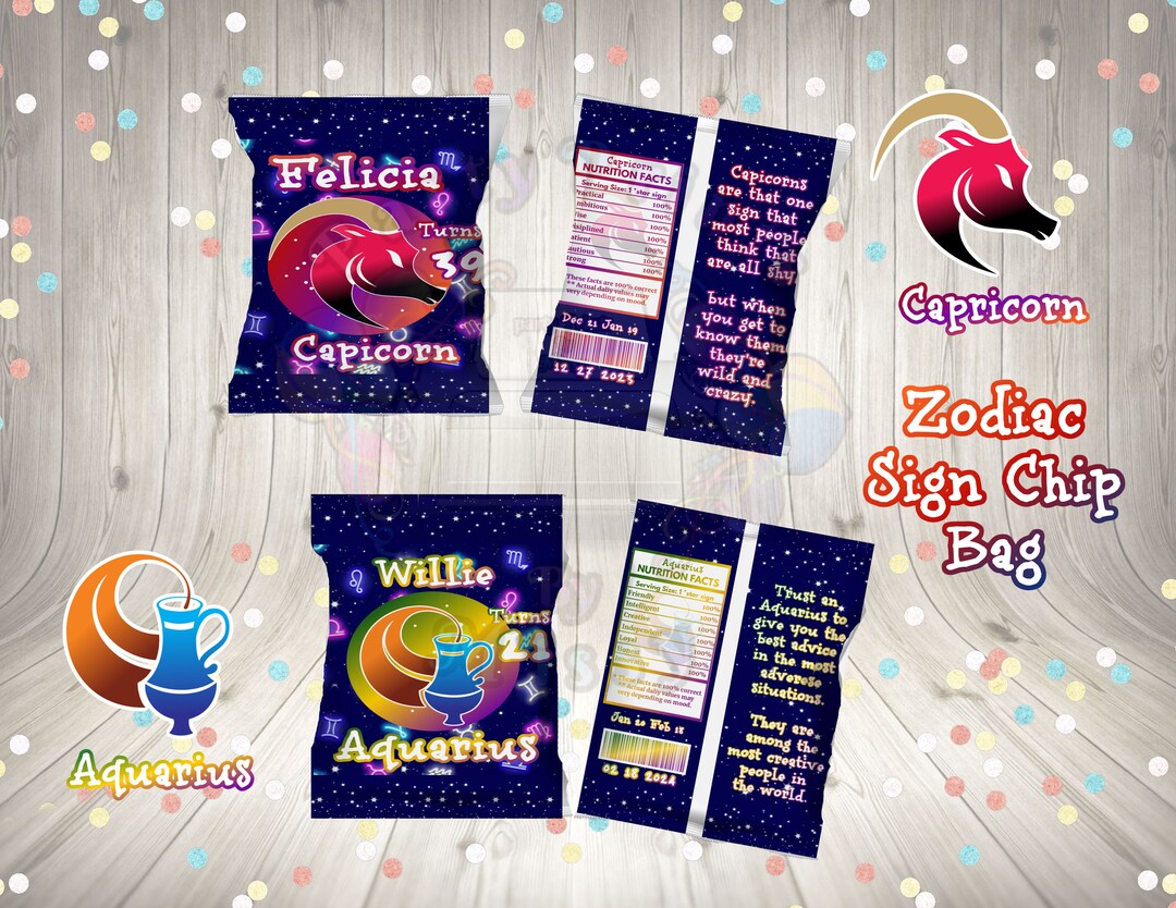 Zodiac Sign Chip Bags Digital File Only!!! - Etsy