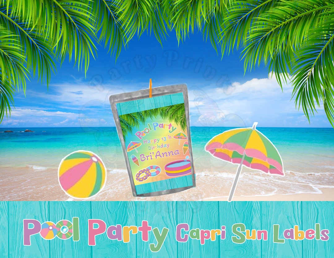 Pool Party Capri Sun Labels Digital File Only - Etsy