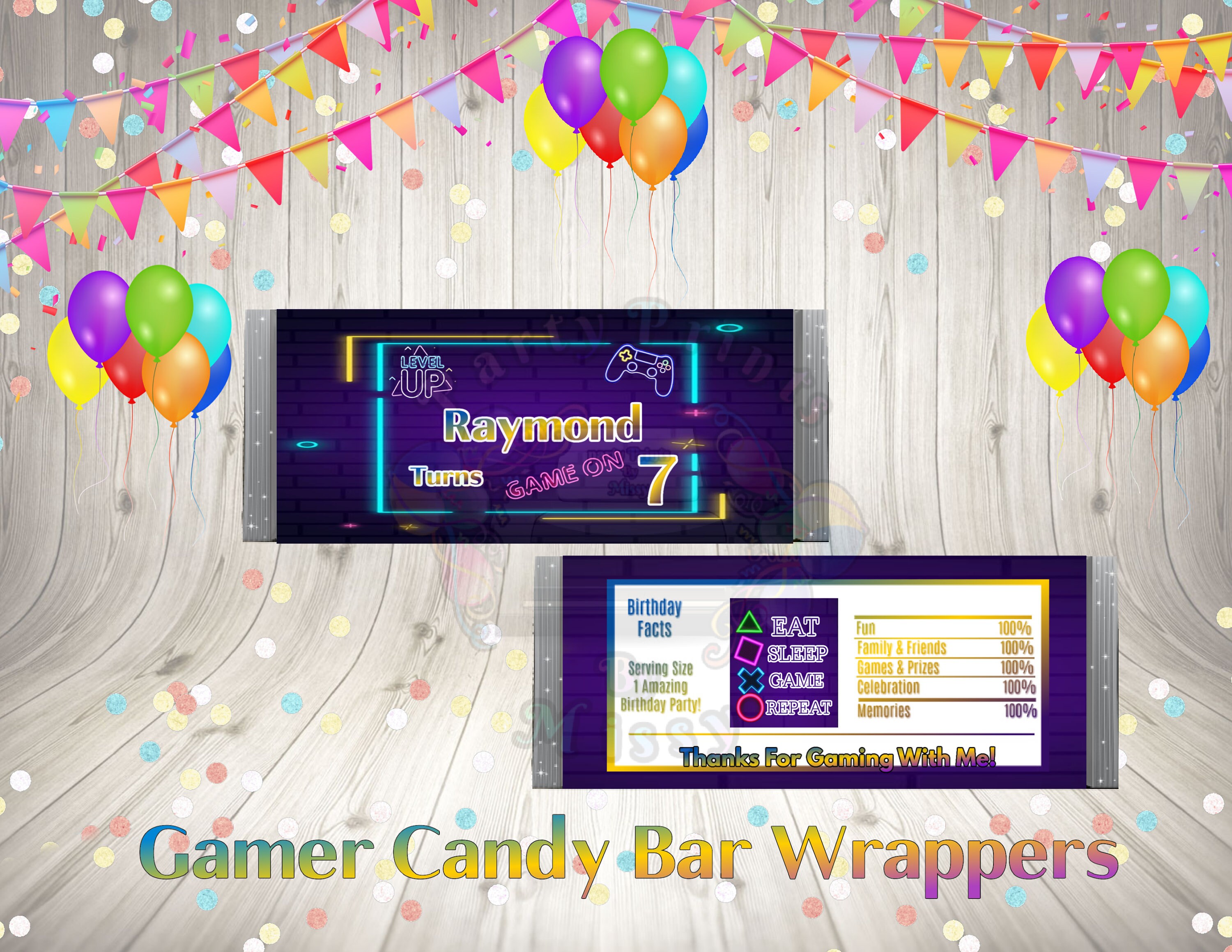 Gamer Candy Bar Wrappers Digital File Only - Etsy