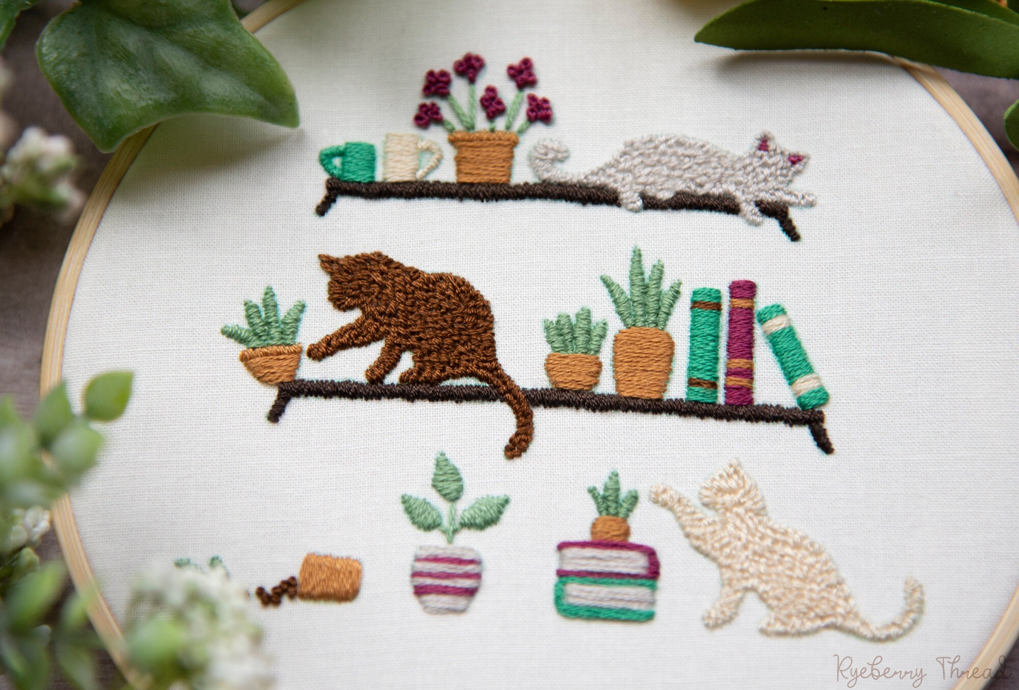 PDF Pattern Cat Embroidery Pattern Book Embroidery Needlework Plants ...