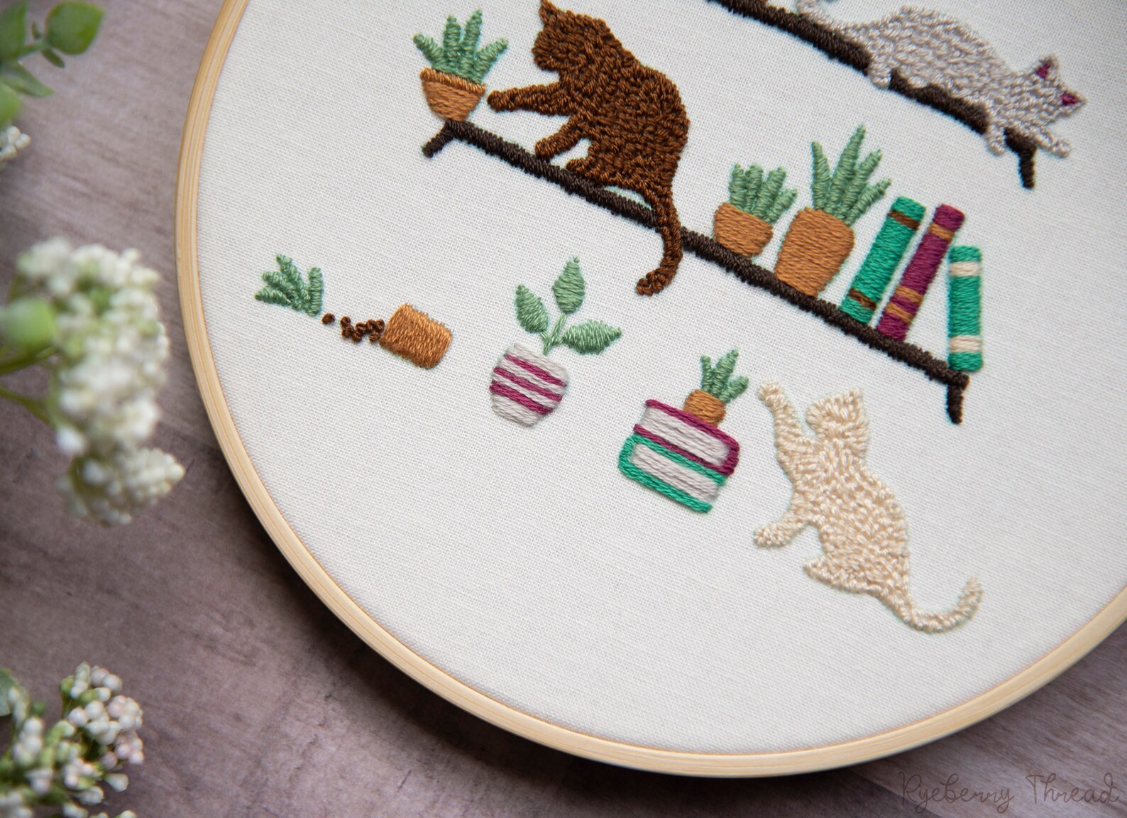 PDF Pattern Cat Embroidery Pattern Book Embroidery Needlework Plants ...