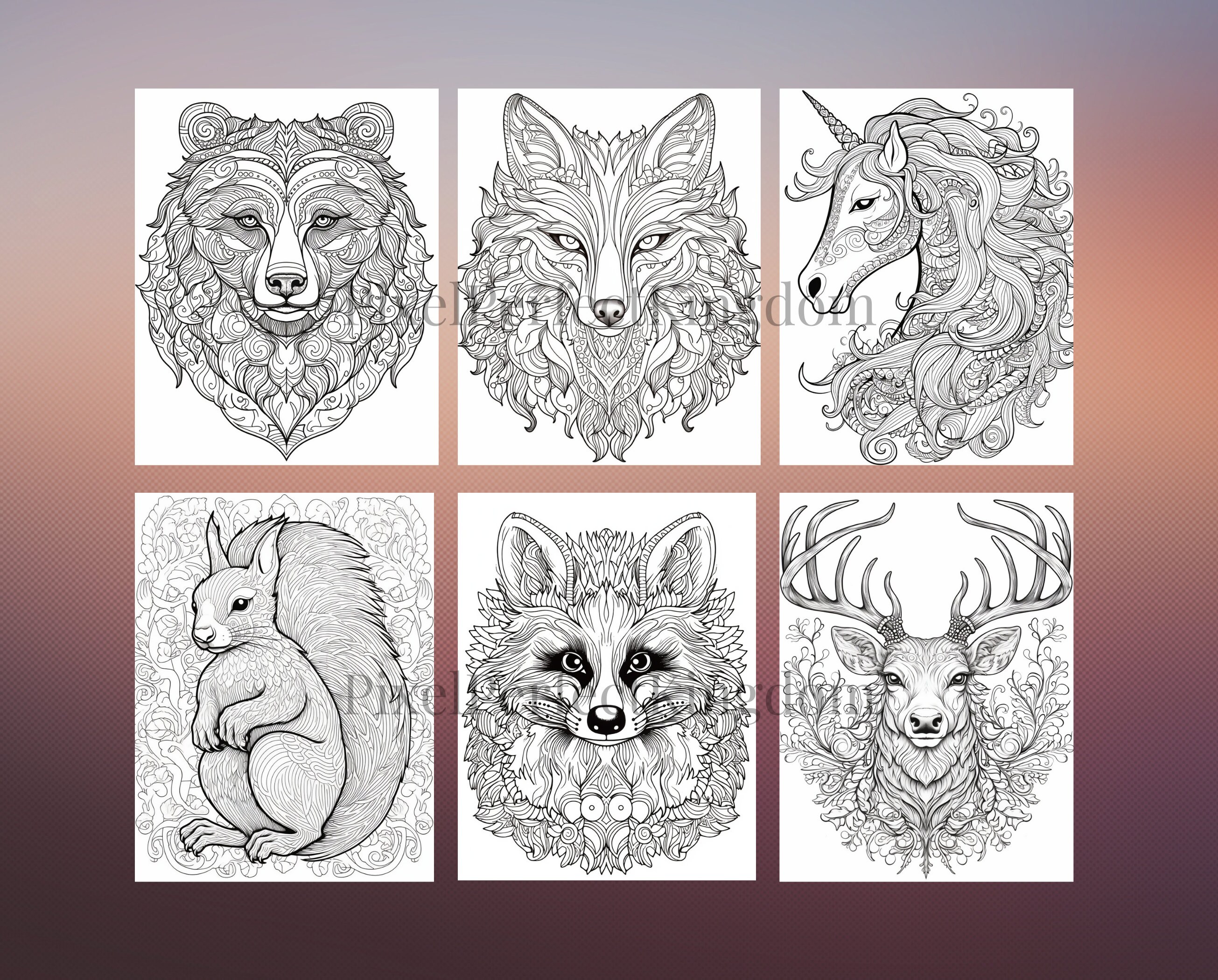 Mandala Coloring Book 50 Page Printable Animal Mandala Design Coloring ...