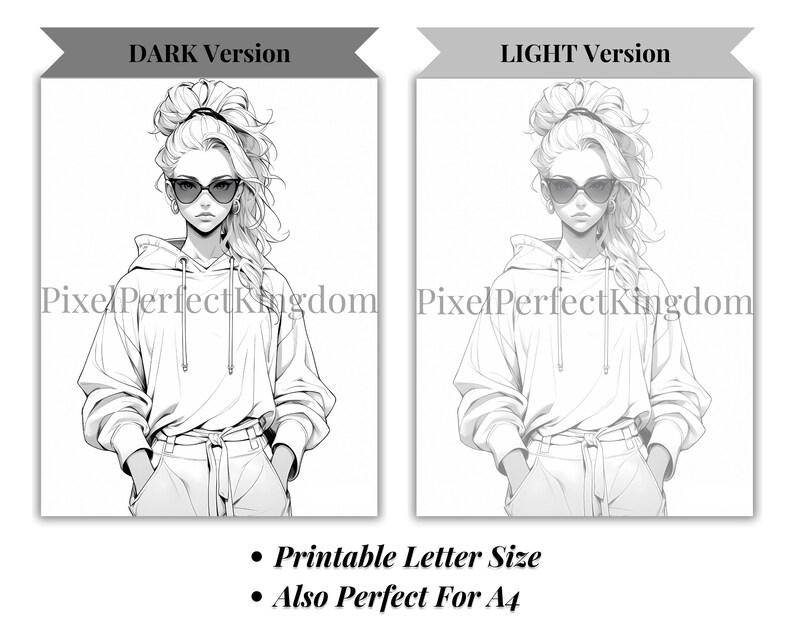 70 Fashion Girls in Streetwear Style Digital Coloring Book, Girls ...