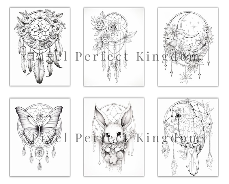 35 Dream Catchers Coloring Book Page, Adults Kids Instant Download ...
