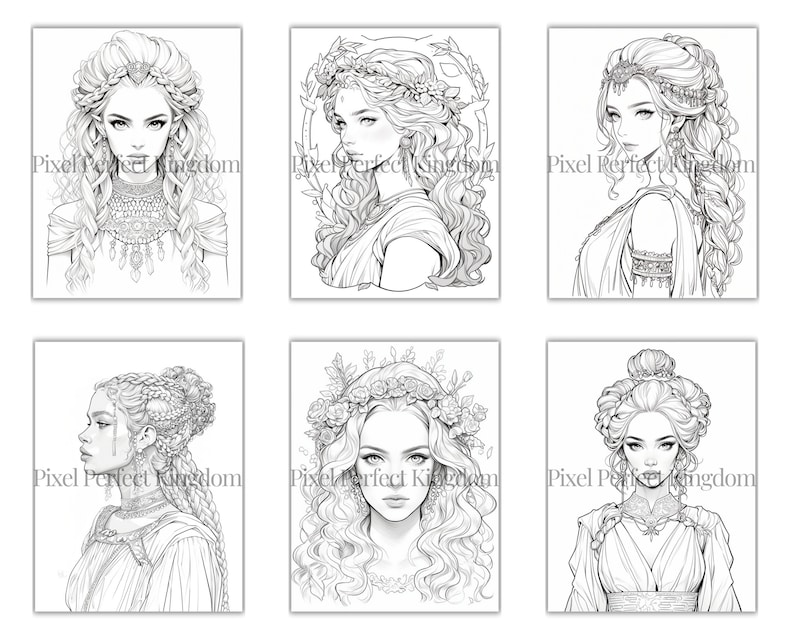 57 Greek Goddesses Coloring Book Pages for Adults and Kids, Women ...