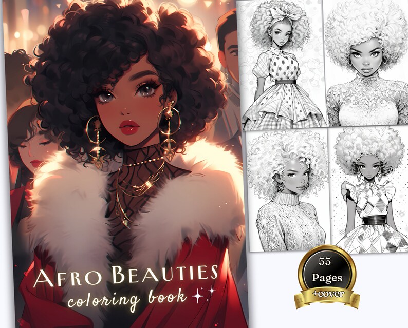 55 Beautiful Afro Models Digital Coloring Book Black Girls - Etsy