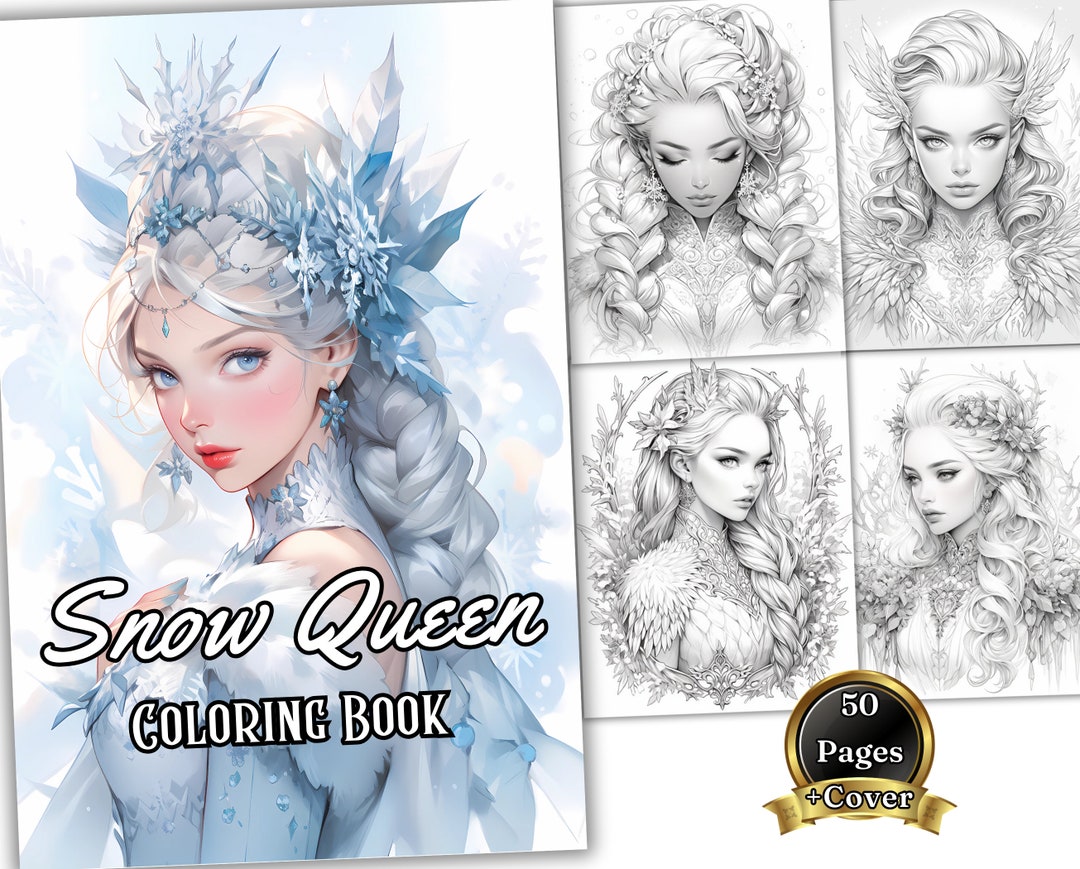 50 Snow Queen, Snow Princess Coloring Book Pages Printable Adult ...