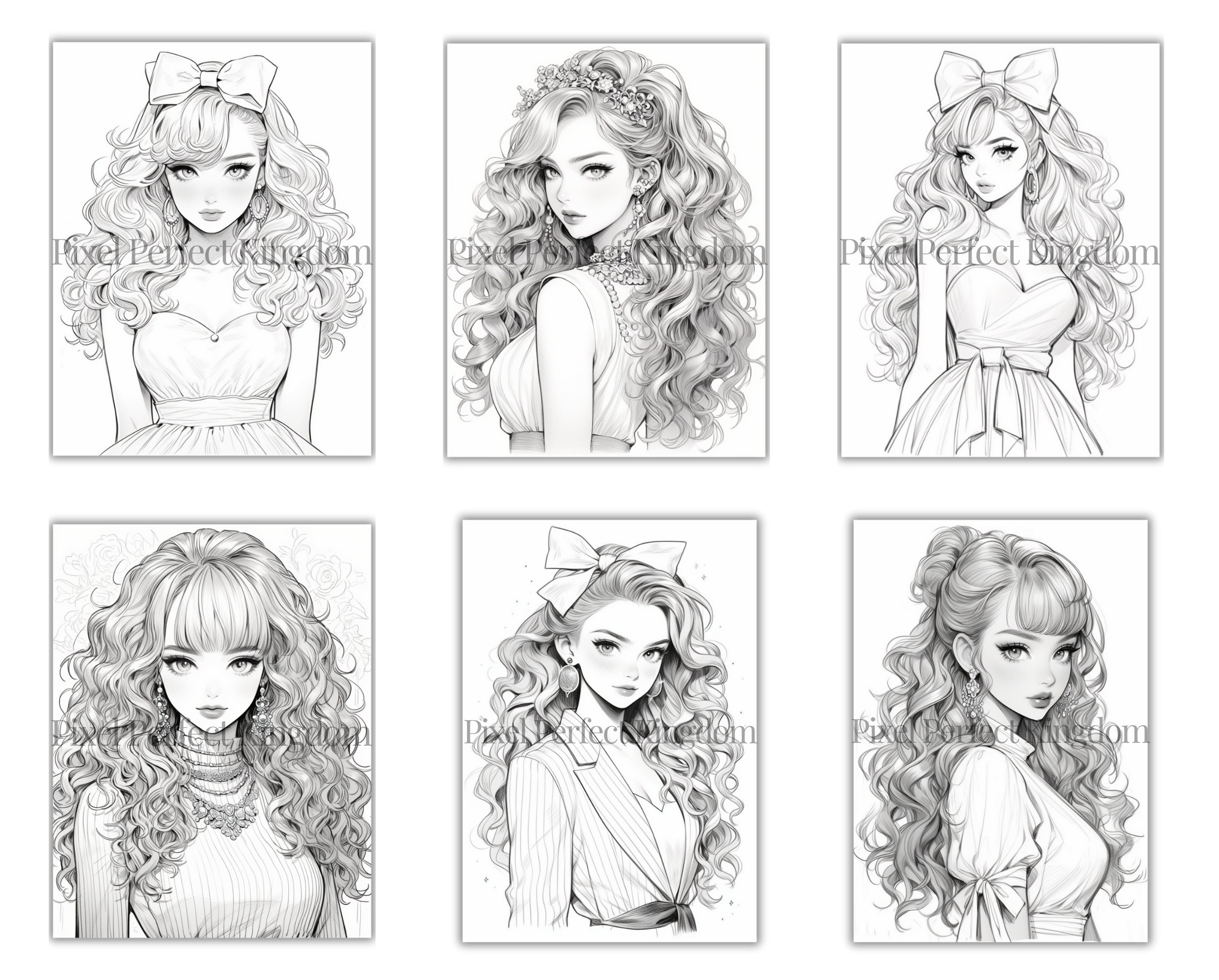 40 Pin-up Girls Part-2 Digital Coloring Book, Pin-up Women Coloring ...