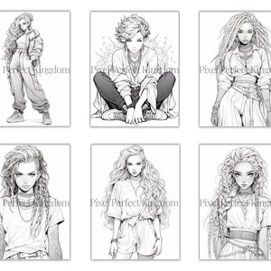 70 Fashion Girls in Streetwear Style Digital Coloring Book, Girls ...
