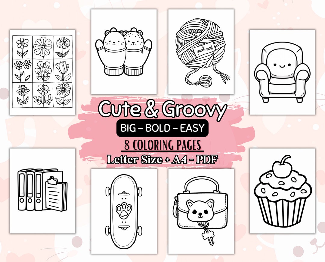 Cute & Groovy 8 Coloring Pages VOL 4: Lovely Things Coloring Book, Cute ...