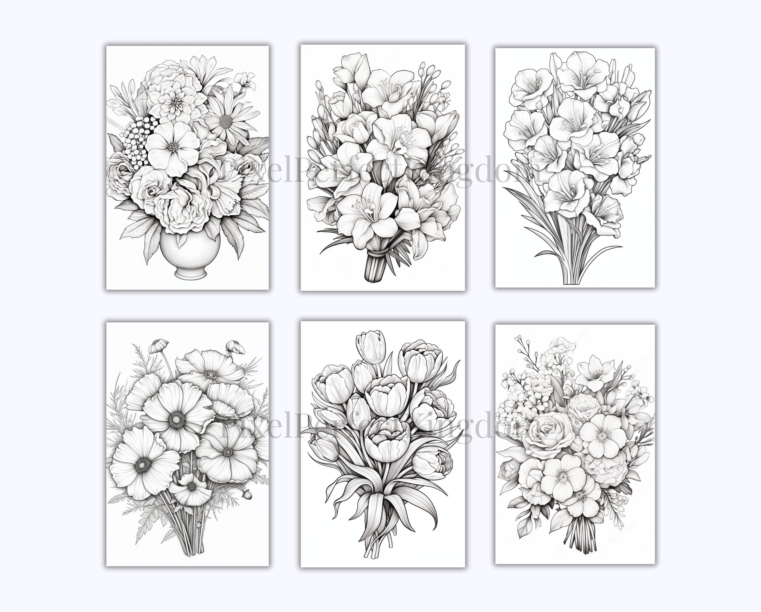 40 Beautiful Flower Bouquet Coloring Book Page, Lovely Collection ...