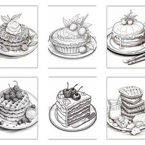 50 Desserts Digital Coloring Book, Ice Cream Coloring Pages, Cake ...