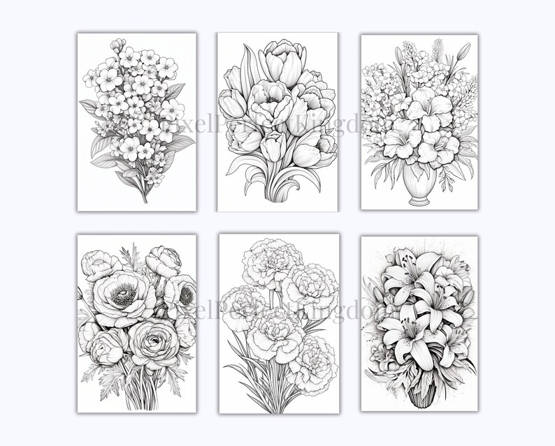 40 Beautiful Flower Bouquet Coloring Book Page, Lovely Collection ...