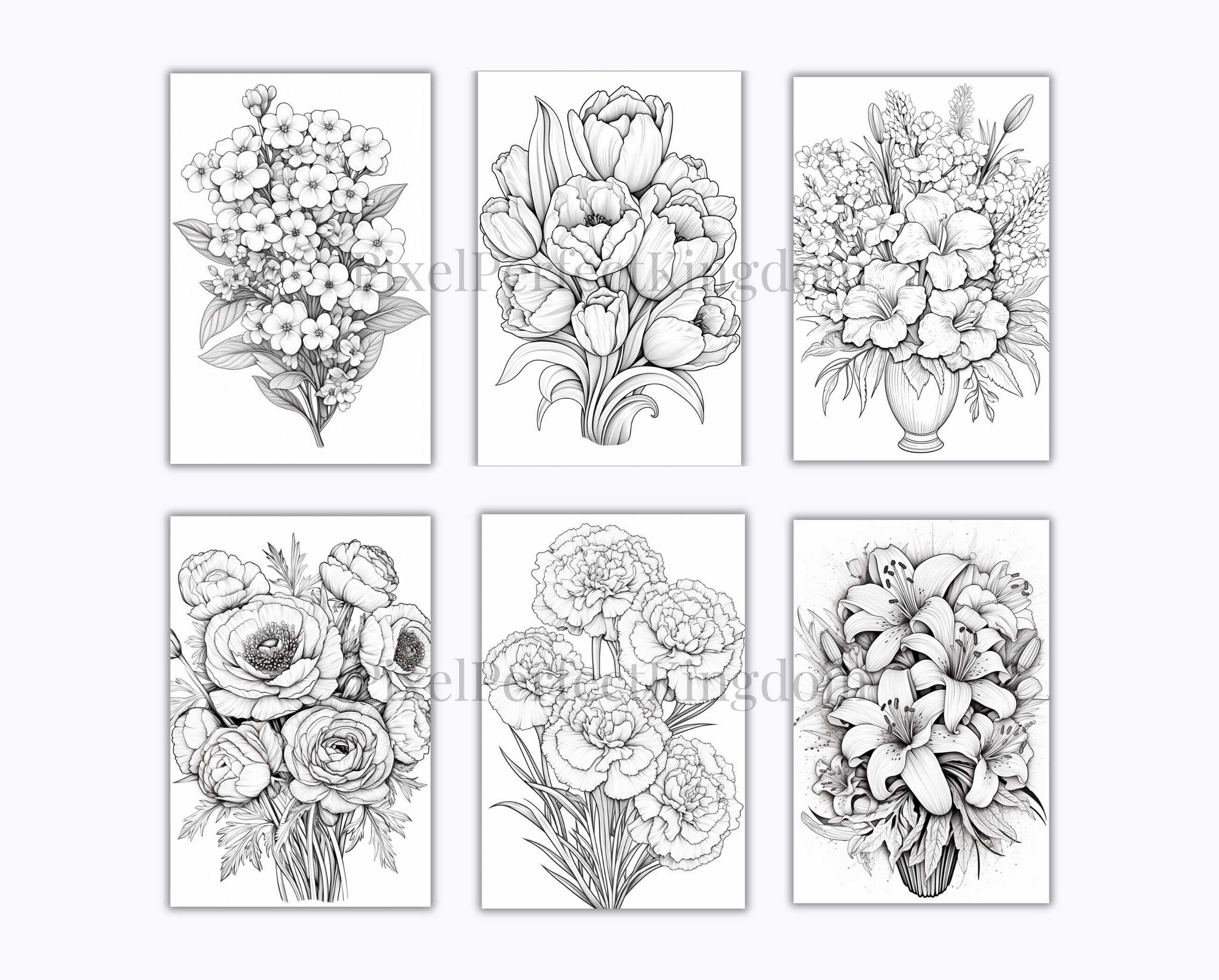40 Beautiful Flower Bouquet Coloring Book Page, Lovely Collection ...