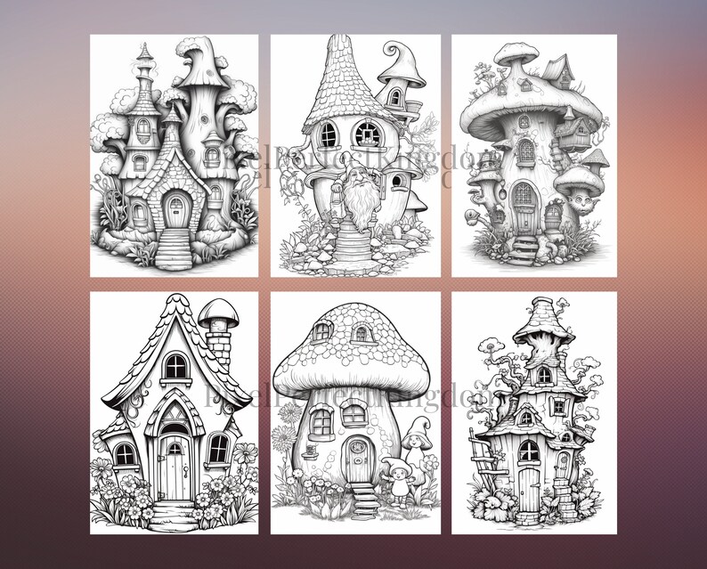 Gnome Fairy House Coloring Book Adults Kids Instant Download - Etsy