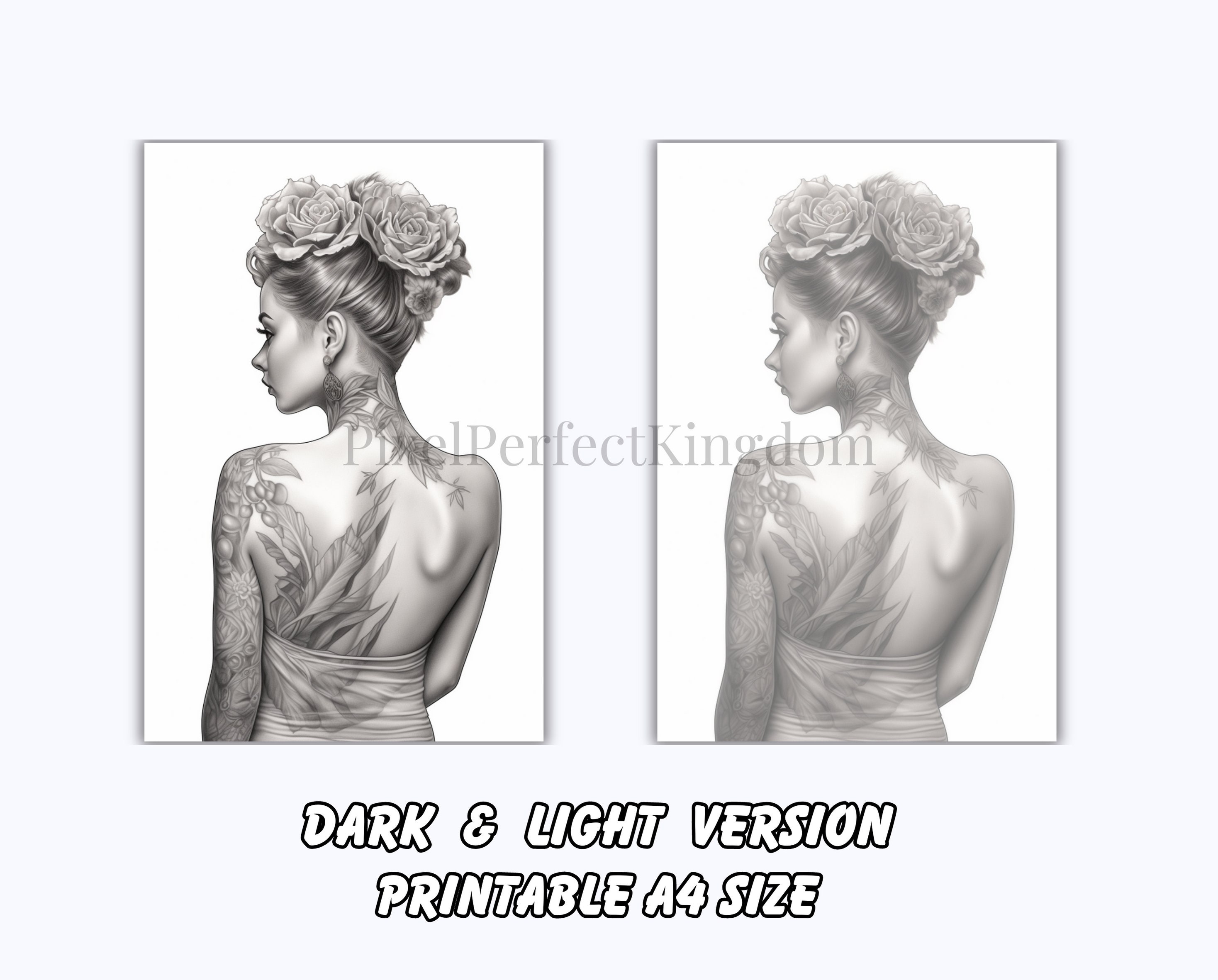 Tattoo Inspired Colouring Pages, Premium Coloring Printable, Adult ...