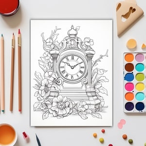 40 Nostalgic Vintage Blooming Objects Coloring Pages, Antique Floral ...