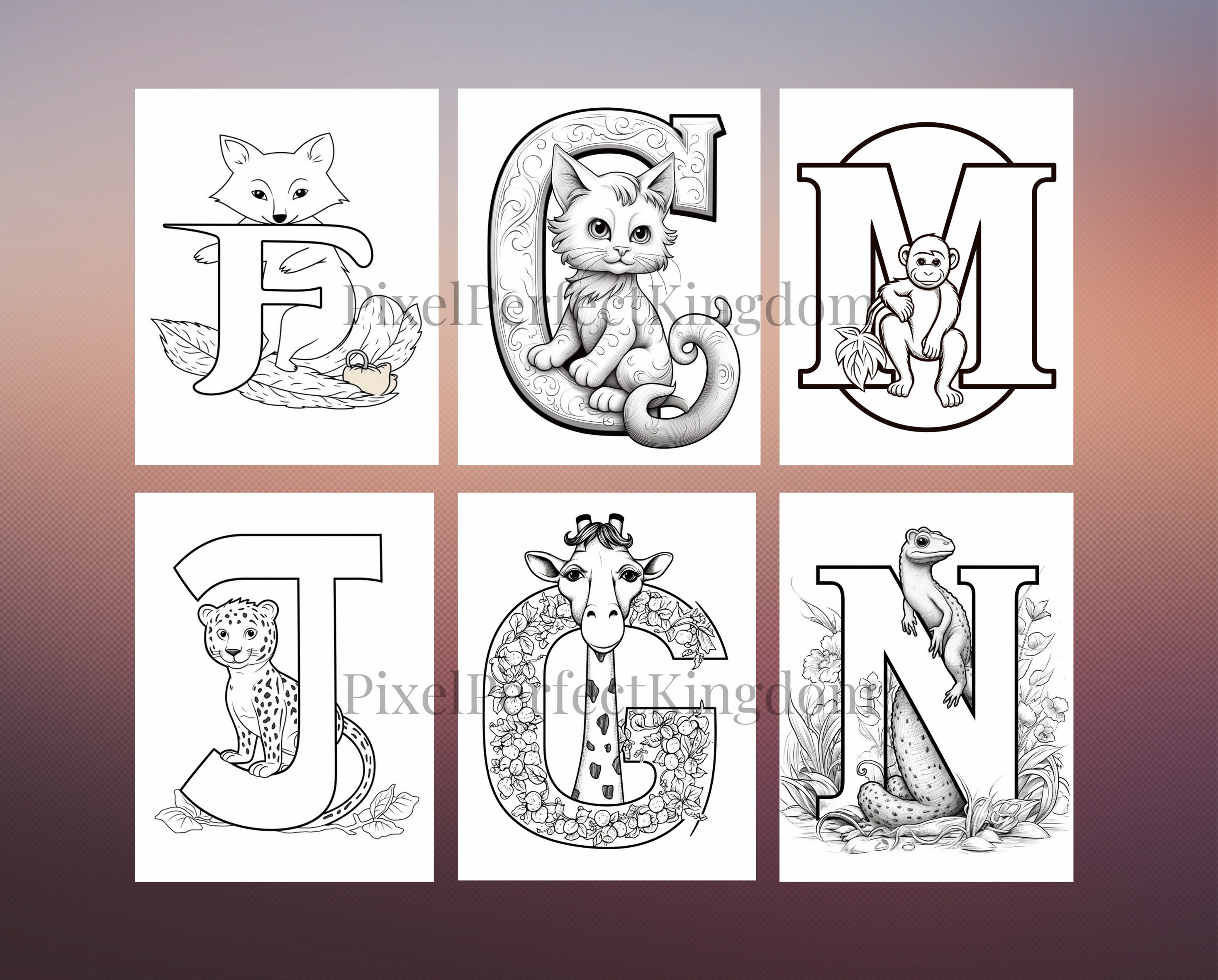 Animals Alphabet Coloring Book Printable Tracing - Etsy