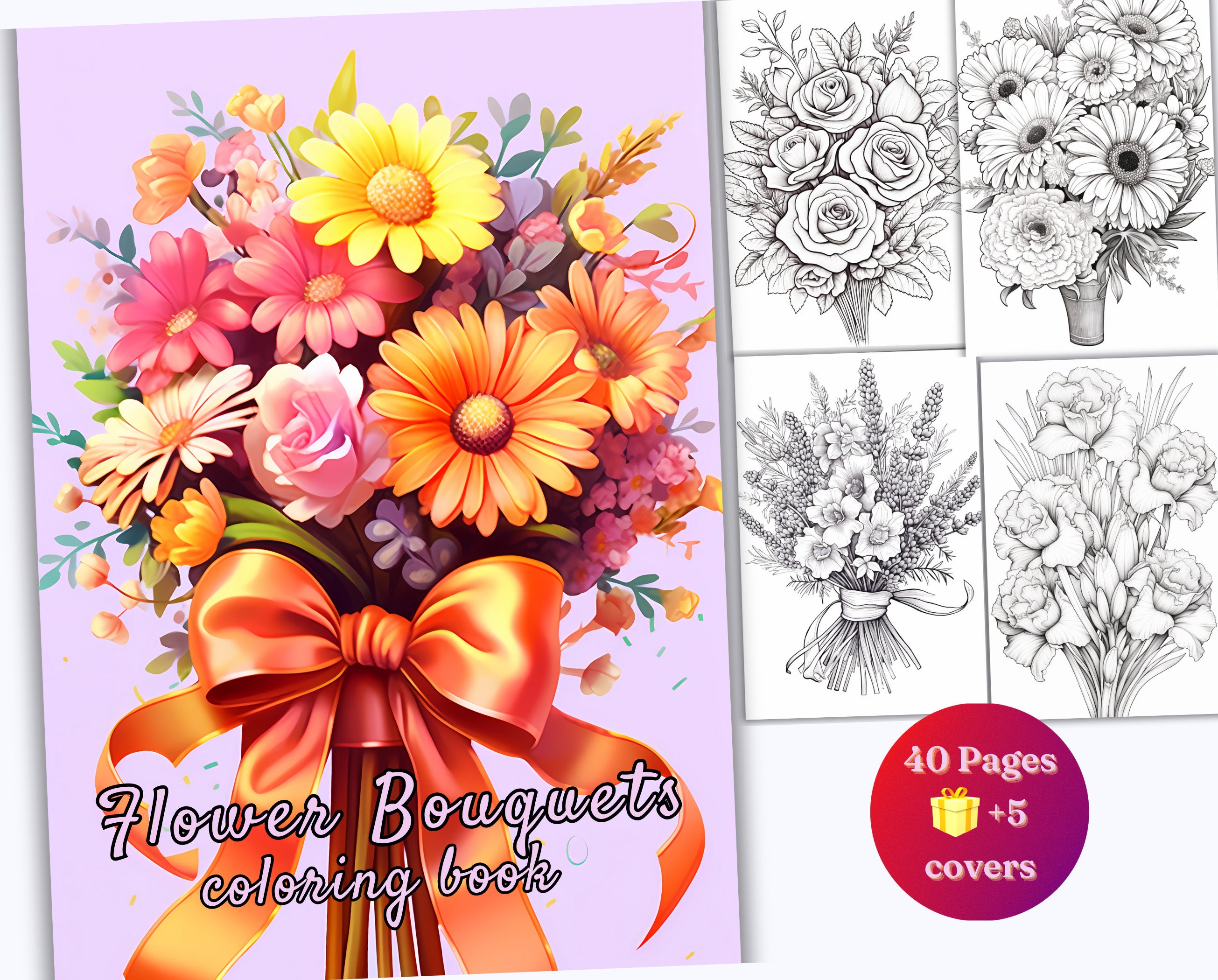 40 Beautiful Flower Bouquet Coloring Book Page, Lovely Collection ...