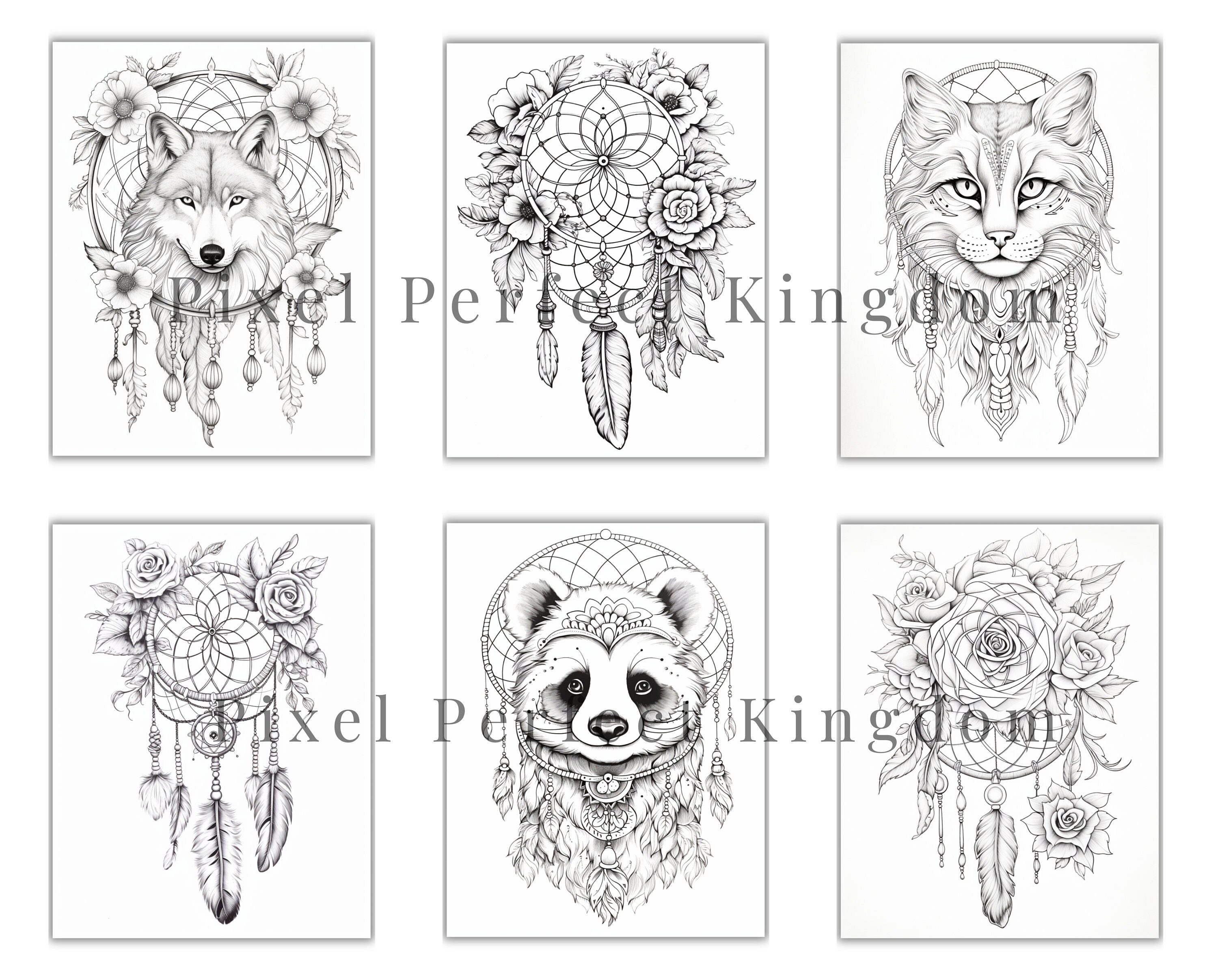 35 Dream Catchers Coloring Book Page, Adults Kids Instant Download ...
