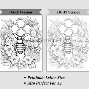 35 Honey Bee Love Coloring Book, Adults Kids Instant Download grayscale ...