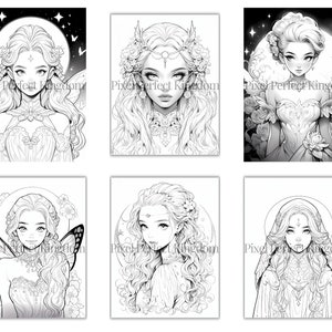 50 Moon Fairies Coloring Pages, Coloring Book for Adults and Kids ...